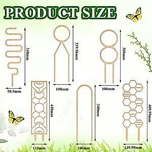 6 Pcs Wooden Small Indoor Trellis Potted Climbing Plants Hexagon Trellis Honeycomb Outdoor Garden Plant Lattice Moon Wooden Pot Trellis for Vine Flower Stem Training Support Pole Accessories, 6 Shapes