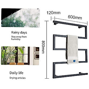 Heated Towel Rack, Towel Warmer Electric Heated Towel Rack with Timer 304 Stainless Steel Heated Towel Rail Wall Mounted 5 Bars Waterproof Bath Towel Heater 80×60×12Cm,White ，Electric Towel Warmer