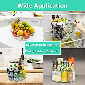 Terfik 4 Pack Lazy Susan Organizer, 11.5 Inch Clear Lazy Susan Turntable for Cabinet with Handles, 360 Rotating Acrylic Turntable Organizer for Refrigerator, Dining Table, Kitchen Countertop, Pantry