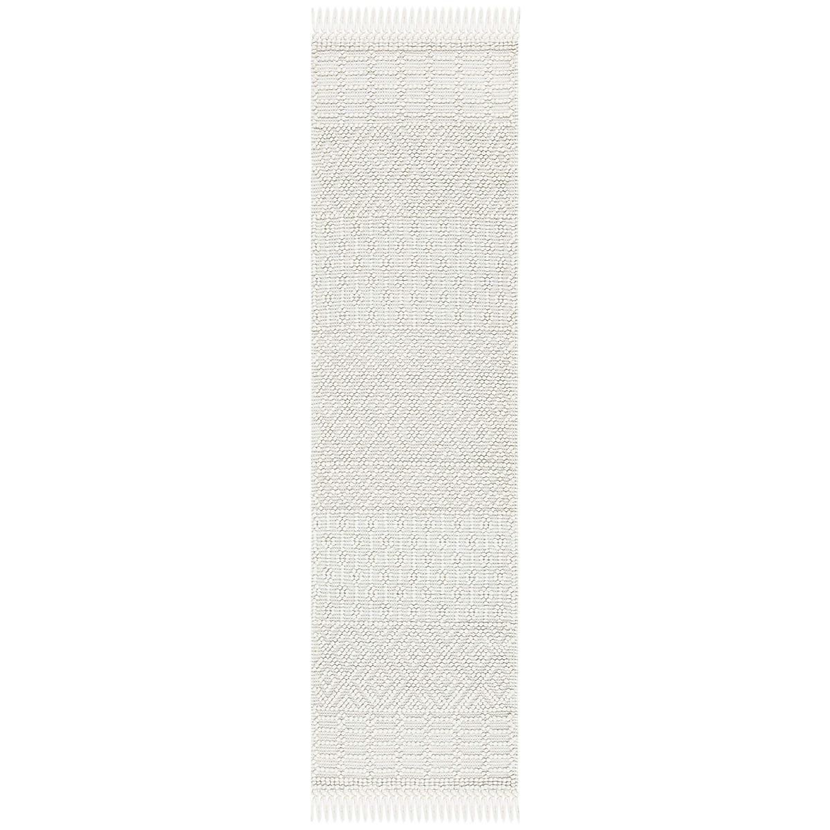 SAFAVIEH Natura Collection Runner Rug - 2'3" x 12', Ivory, Handmade Moroccan Boho Wool Fringe, Ideal for High Traffic Areas in Living Room, Bedroom (NAT852B)