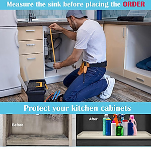 WowDay Under Sink Mat, 34”x22” Silicone Under Sink Mats for Kitchen Waterproof, Thick Under Sink Liner with Drain Hole, Bathroom Under Sink Tray, Undersink Mat Cabinet Protector for Leaks Spills