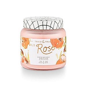 Tried & True Wild Rose Large Jar Candle, 15.5 oz, Clear