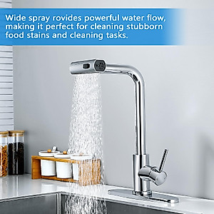 TRIPHIL Waterfall Kitchen Faucet with Pull Down Sprayer,Kitchen Faucets with Sprayer 3-Mode,360° Swivel Single Handle Kitchen Sink Faucet,grifos para fregaderos de cocina for RV,Outdoor,Chrome