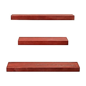 Rustic Farmhouse 3 Tier Floating Wood Shelf - Floating Wall Shelves (Set of 3), Hardware and Fasteners Included (Cherry, 3 Tier)