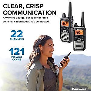 Midland T290VP4 X-TALKER GMRS Long Range Walkie Talkie - Two Way Radio with NOAA Weather Scan + Alert, and 121 Privacy Codes (Black/Silver, 2 Radios)
