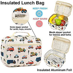 LOIDOU Kids Backpack Boys Preschool Kindergarten Elementary School Backpacks Construction School Bags BookBag Set with Lunch Box