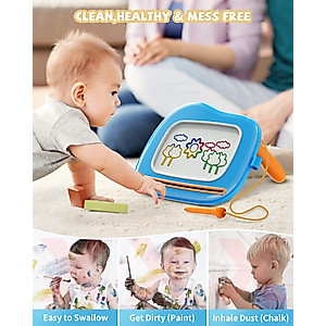 Magnetic Drawing Board, Doodle Board for Toddlers Toys Age 1-2, Magnetic Writing Board, Preschool Learning and Educational Toys for 1 2 3 Years Old Girl Boy, Gift for Birthday Christmas New Year(Blue)