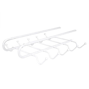Home Basics 10 Hook Under Shelf Mugs Cup Storage Drying Holder Rack, and closet or Cabinet Hanging Organizer Rack for Ties and Belts, White