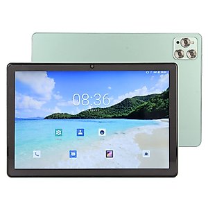 10.1 Inch Green FHD Tablet, 8GB RAM 256GB ROM, Octa Core CPU, Dual Camera, 5G WiFi, 4G LTE Tablet with BT Keyboard, 100‑240V (US Plug)