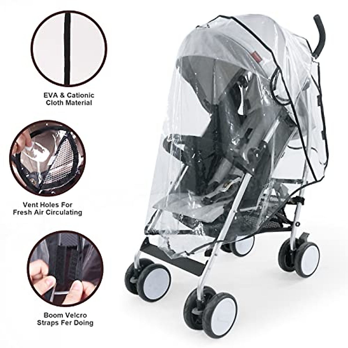 Cynebaby Universal Stroller Rain Cover, Waterproof Windproof Baby Travel Weather Shield for Rain Dust Snow Protection