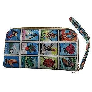Hulu Makana Loteria Mexicana Print Multi-Slot Wallet with Cell Phone Pouch