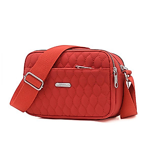 YANAIER Small Crossbody Bags Quilted Purse Mini Light Nylon Cell Phone Cross Body Wallet for Women Ladies Black