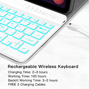 JUQITECH iPad Mini 6 Case with Keyboard - iPad Mini 6th 2021 8.3" Backlit Bluetooth Wireless Magnetic Detachable Rechargeable Keyboard Smart Folio Stand Honeycomb Tablet Cover with Pencil Holder, Gray