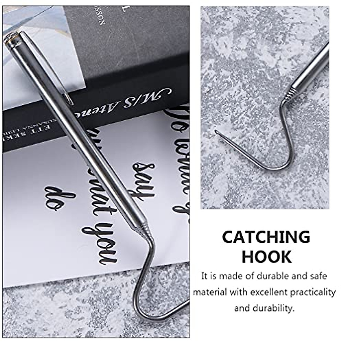DOITOOL 2pcs Snake Hook Telescopic Snake Catching Tools Stainless Steel Snake Tongs Reptile Grabber 68cm