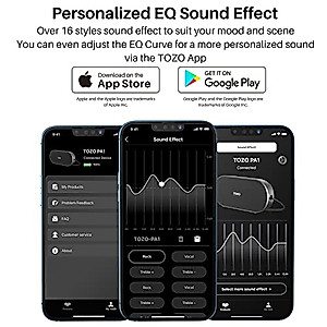 TOZO PA1 Bluetooth Speakers with 20W Stereo Sound, 25H Playtime, IPX7 Waterproof Portable Wireless Speakers with EQ Mode APP Control, Dual Pairing Two Speakers for Home, Outdoor Travel, Black