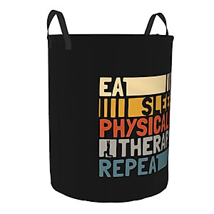 Eat Sleep Physical Therapy Laundry Basket Circular Portable Storage Box Organizer Laundry Basket Portable Laundry Storage Box Laundry Basket