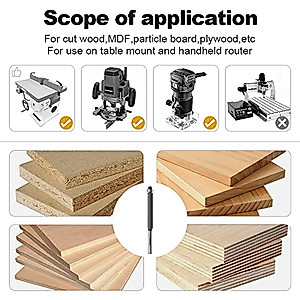 FivePears Flush Trim Router Bits 1/4 Inch Shank, 3/8 Inch Cutting Diameter, 2 Inch Cutting Length, Bottom Bearing Flush Straight Cut Trim Router Bit for Woodworking.