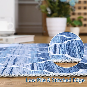 CAROMIO 8x10 Area Rug Machine Washable Rug Modern Moroccan Area Rug Distressed Trellis Accent Rug Stain Resistant Non-Slip Foldable Floor Cover Carpet Rug for Living Room Home Decor, Navy