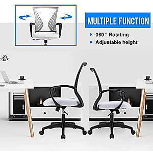 FLL Desk Chair Office Chair Swivel Computer Chair Executive Chair with Lumbar Support Armrests Adjustable Seat Height,Mesh Computer Chair Rolling Swivel Chair for Home Office Conference Room(White)
