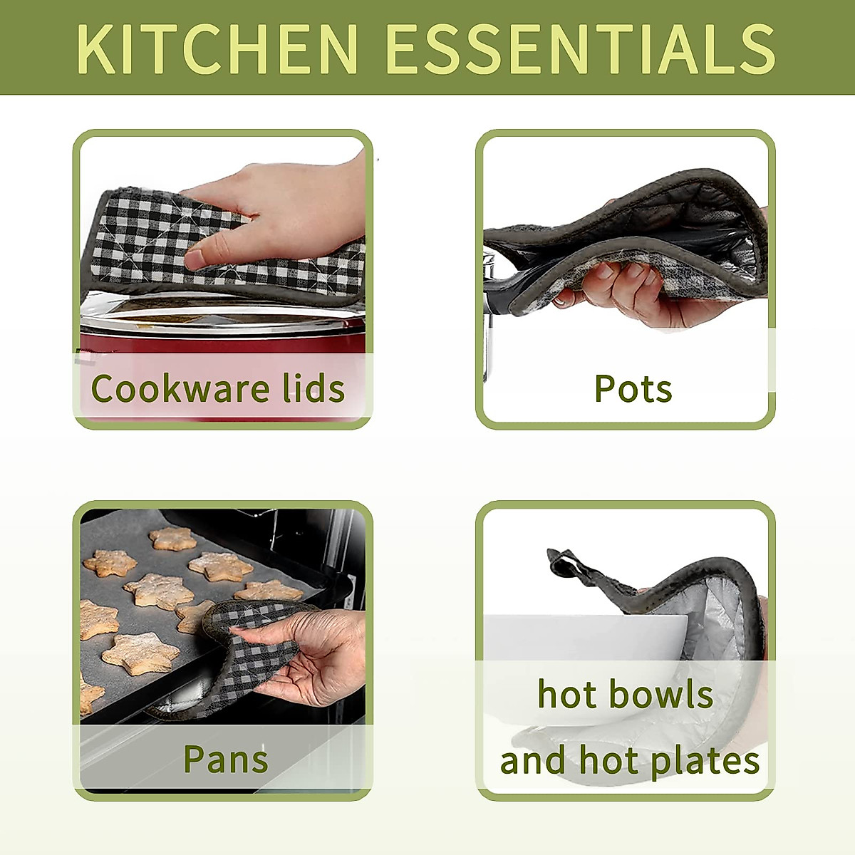 3Pack Heat-Resistant Pot Holders - Cotton Potholders, Hot Pads, and Trivets for Kitchen Clearance - Ideal for Cooking, Baking, and Outdoor Use