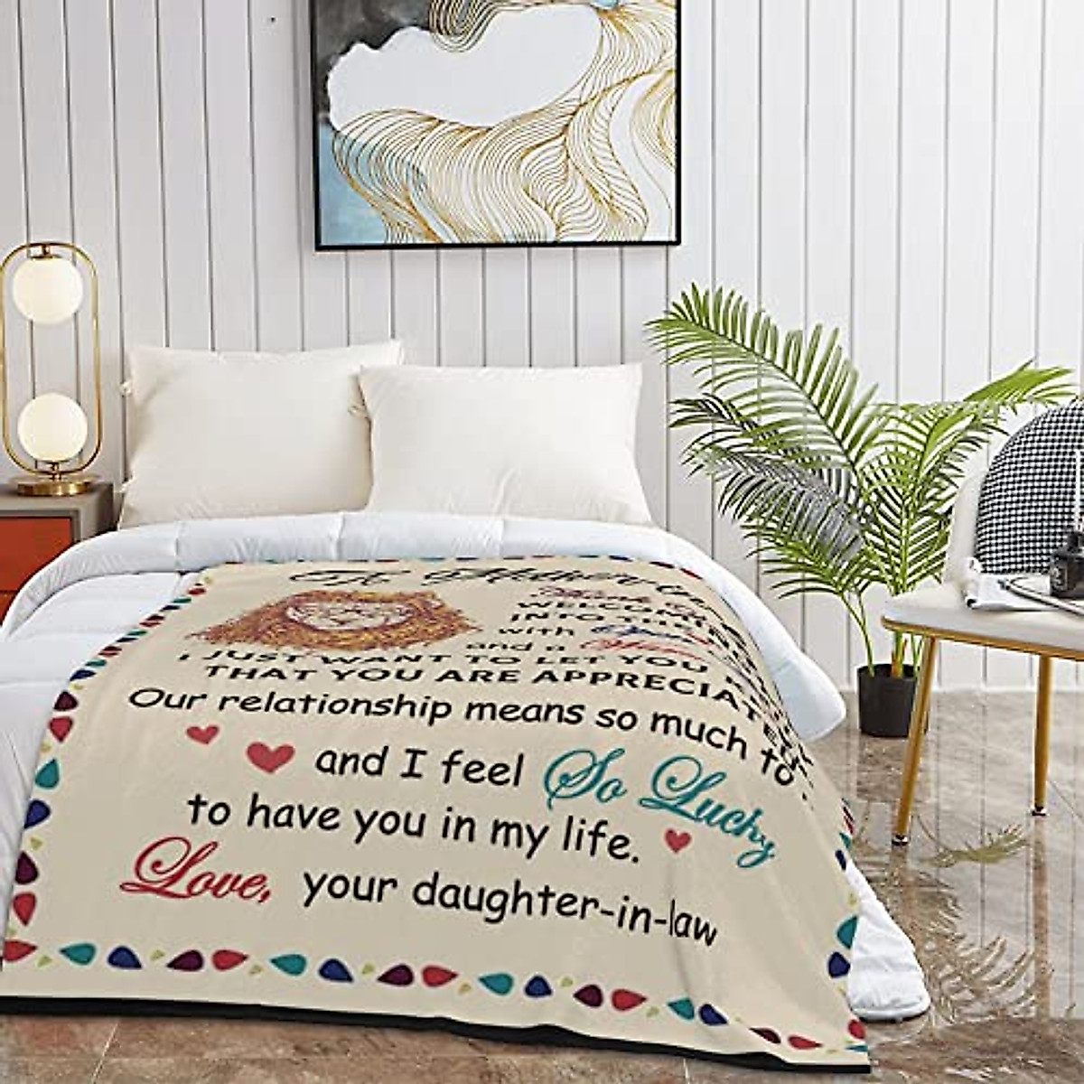 Mother in Law Gift from Daughter in Law, Throw Blanket Gifts for Mother in Law Gifts for Birthday Thanksgiving Christmas Mother’s Day, Warm Soft Flannel Fleece Blankets for Couch Bed 60x50 Inches