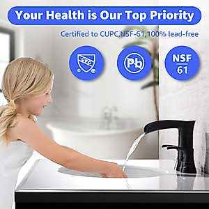 Watersong Waterfall Bathroom Faucet, 2 Handle 1or 3 Holes Vanity Farmhouse RV Vessel Basin Faucet, Bathroom Sink Faucet Mixer Tap Washbasin Faucet with Pop Up Drain & Supply Lines, Matte Black