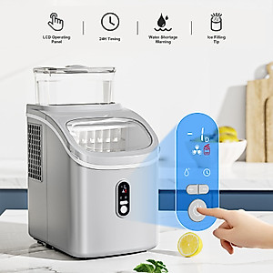 Ice Cube Maker Antarctic Star Countertop Ice Machine, 2 Ways to Add Water, 30Lbs/24H, 16Pcs/13Mins, Self-Cleaning, Ice Scoop&Ice Basket, for Kitchen/Office/Bar (Grey)