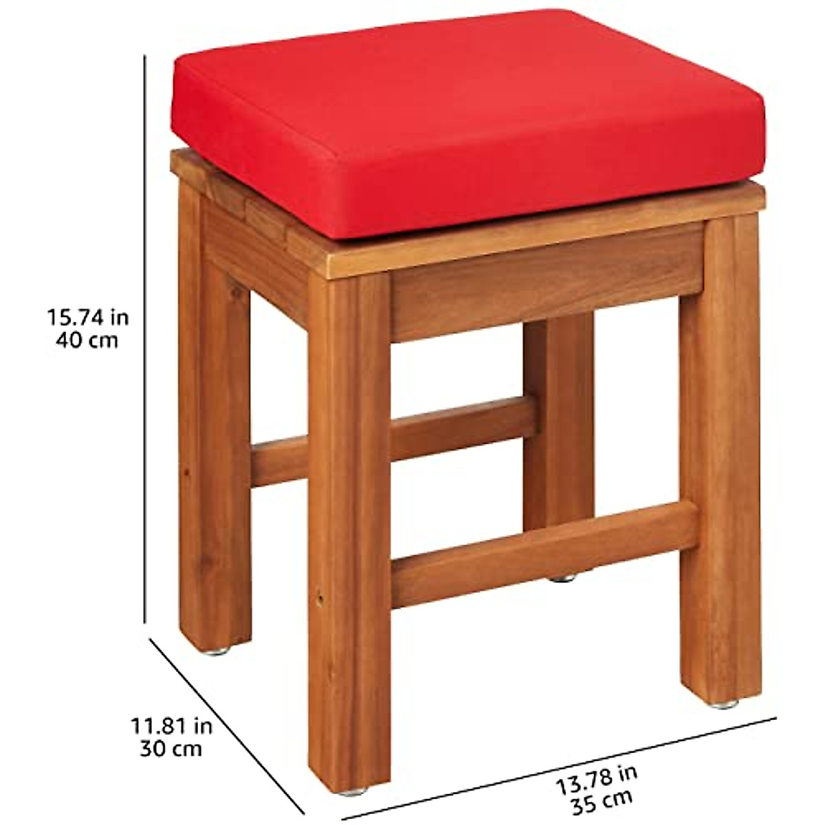 Amazon Aware FSC Certified (FSC N004130) Outdoor Patio Stools with Cushions, Acacia Wood, Set of 2, Natural Finish