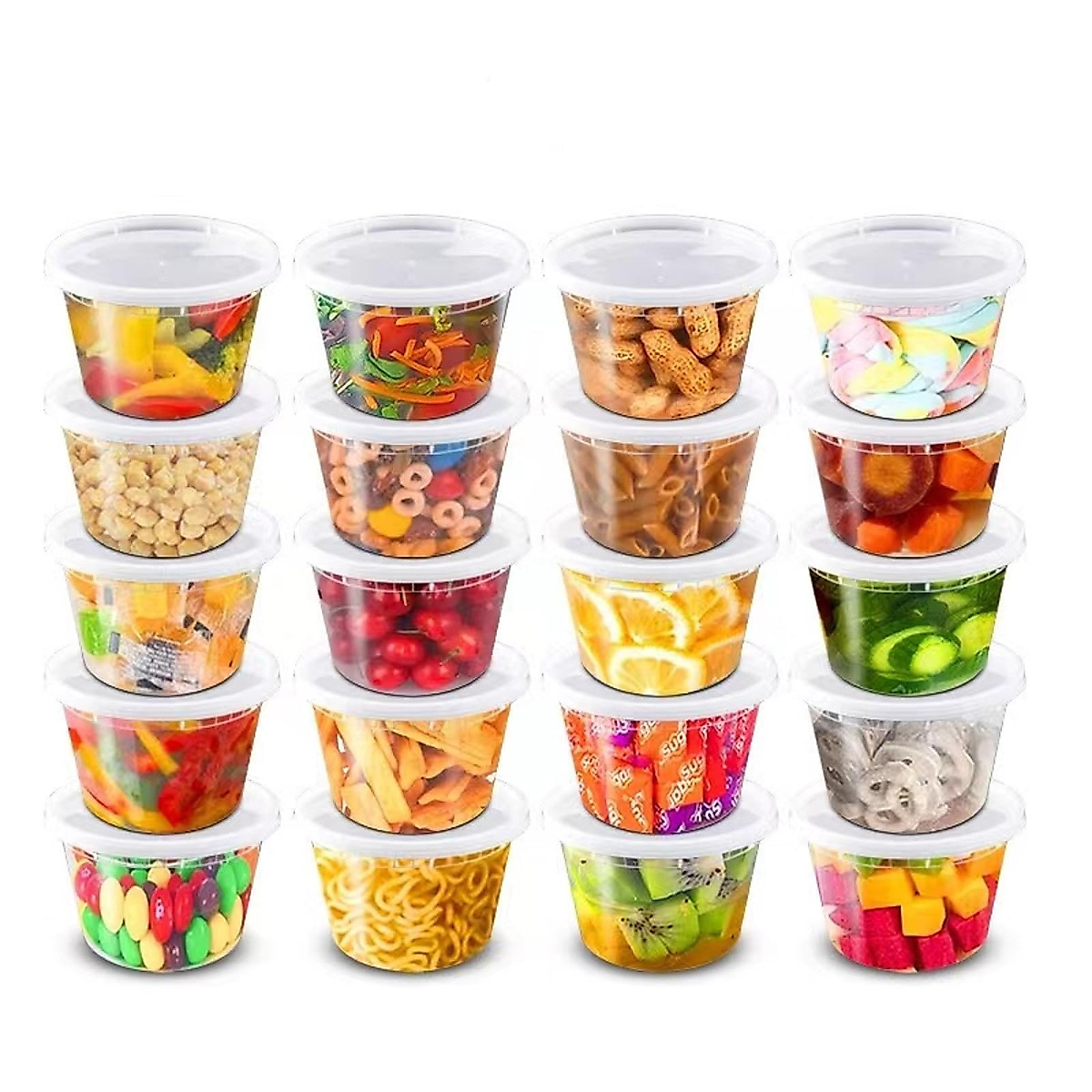 STARANDBEE [20Pack] 16oz, Food Storage Containers with Lids, Plastic Deli Containers, Meal Prep Containers, Microwave and Freezer Safe, Stackable, Leakproof, BPA Free, Clear