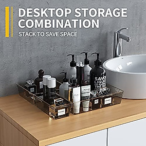 Kzemtcuo 16 Pcs Drawer Organizer Set 5-Size Non-Slip Bathroom Drawer Tray Dividers Versatile Storage Bins Plastic Organizers Divider Container For Dresser Makeup Kitchen Junk Drawer Organizer