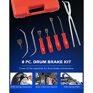 Orion Motor Tech 32pc Dual Brake Tools, 2 in 1 Caliper Compression Tool and Drum Brake Tool Kit, Brake Caliper Tool Kit and Drum Brake Tool with Brake Spring Tool Compressor Pliers Installer Remover