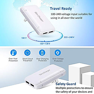 USB Wall Charger, Foldable Charger Adapter, Pofesun 2-Pack Dual Port Foldable Fast Charger Block Power Adapter Compatible for iPhone 11/ Pro/MAX/X/XS/XR/XS Max/8/7/6/Plus,Pad,Samsung Galaxy-White