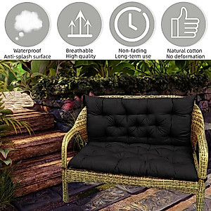 Srutirbo Outdoor/Indoor Swing Replacement Cushions 3 Seater, Waterproof Bench Cushion with Backrest, 40"x40", for Garden Patio Furniture (Black)
