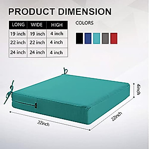 idee-home Patio Chair Cushion for Outdoor Furniture 22x22x4 in, Outdoor Seat Cushion Replacement Patio Seat Cushions Chair Pad with Ties, Outdoor Chair Cushion Set of 2 Waterproof Swing Cushion