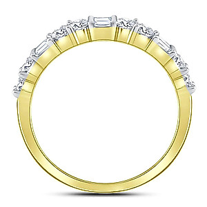 The Diamond Deal 10kt Yellow Gold Womens Baguette Round Diamond Band Ring 1/2 Cttw