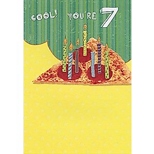 Designer Greetings Pizza Slice with Candles Age 7 / 7th Birthday Card