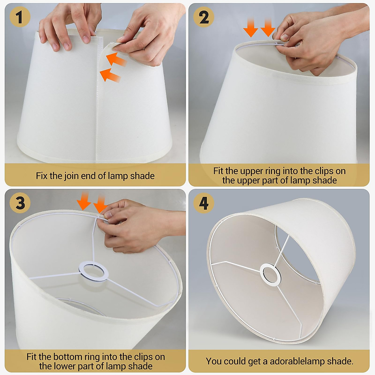 Lamp shades Set of 2, Fabric Lamp Shades for Table Lamps and Floor Light, Medium Lamps Shades 9.5" Top x 13" Bottom x 9" High, Lampshades Natural Linen Hand Crafted