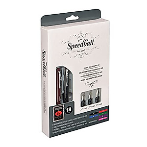 Speedball 002904 Calligraphy Deluxe Fountain Pen Set Pen Set - With 2 Pens, 3 Nibs, and 12 Assorted Ink Cartridges