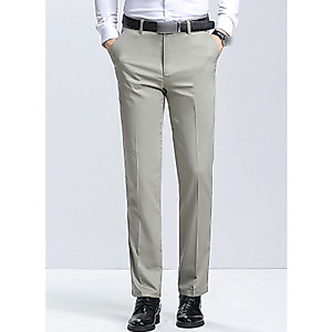 Men's Slim Fit Stretch Pant Classic Solid Color Casual Suit Pant Lightweight Business Comfort Trousers (Green,30)