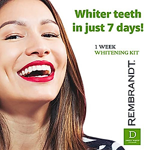 REMBRANDT Deeply White + Peroxide 1 Week Teeth Whitening Kit, Removes Tough Stains, Enamel-Safe, 28 Custom-Fit Whitening Strips (14 Treatments)
