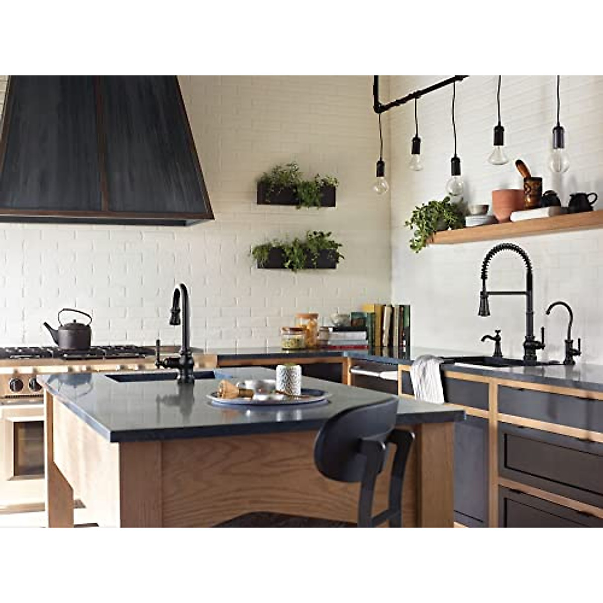 Moen S3955BL Paterson Deck Mounted Kitchen Soap Dispenser with Above the Sink Refillable Bottle, Matte Black