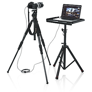 Gator Frameworks Heavy Duty Deluxe Adjustable Multi-Media Gear Stand Featuring 100x100 Vesa Mounting Brackets | Ideal for Laptops and more; Min/Max Height - 36"/48" (GFW-UTL-MEDIATRAY2)