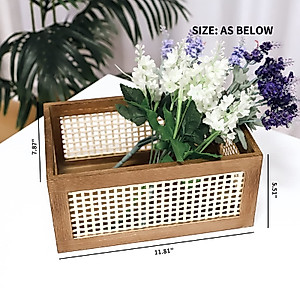 CINWEN Decorative Vintage Wooden Crate Storage Box, Rustic Pine Wood Organizer Bin Basket w/ Built-In Handles for Kitchen Pantry, Cupboard, Cabinet, Counter, Home Sort Collection - Natural Pine