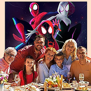 Spider Hero Party Background Miles Morales Parallel Universe Childrens Birthday Party Photo Backdrop Background Baby Shower Photography Banner Decoration 5X3FT