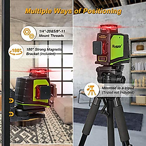 Huepar 3D Self-Leveling Laser Level 3x360 Red Cross Line 100Ft Three-Plane Leveling and Alignment Laser Level Tool -Two 360° Vertical and One 360° Horizontal Line -Magnetic Pivoting Base GF360R