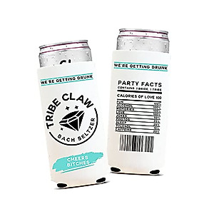 Bride Tribe Claw Can Cooler [Pack of 12] Slim Can Coolies, Bachelorette Party Favors, Bridal Shower Can Sleeves, Insulated Collapsible Skinny Can and Bottle Holder for Beverages