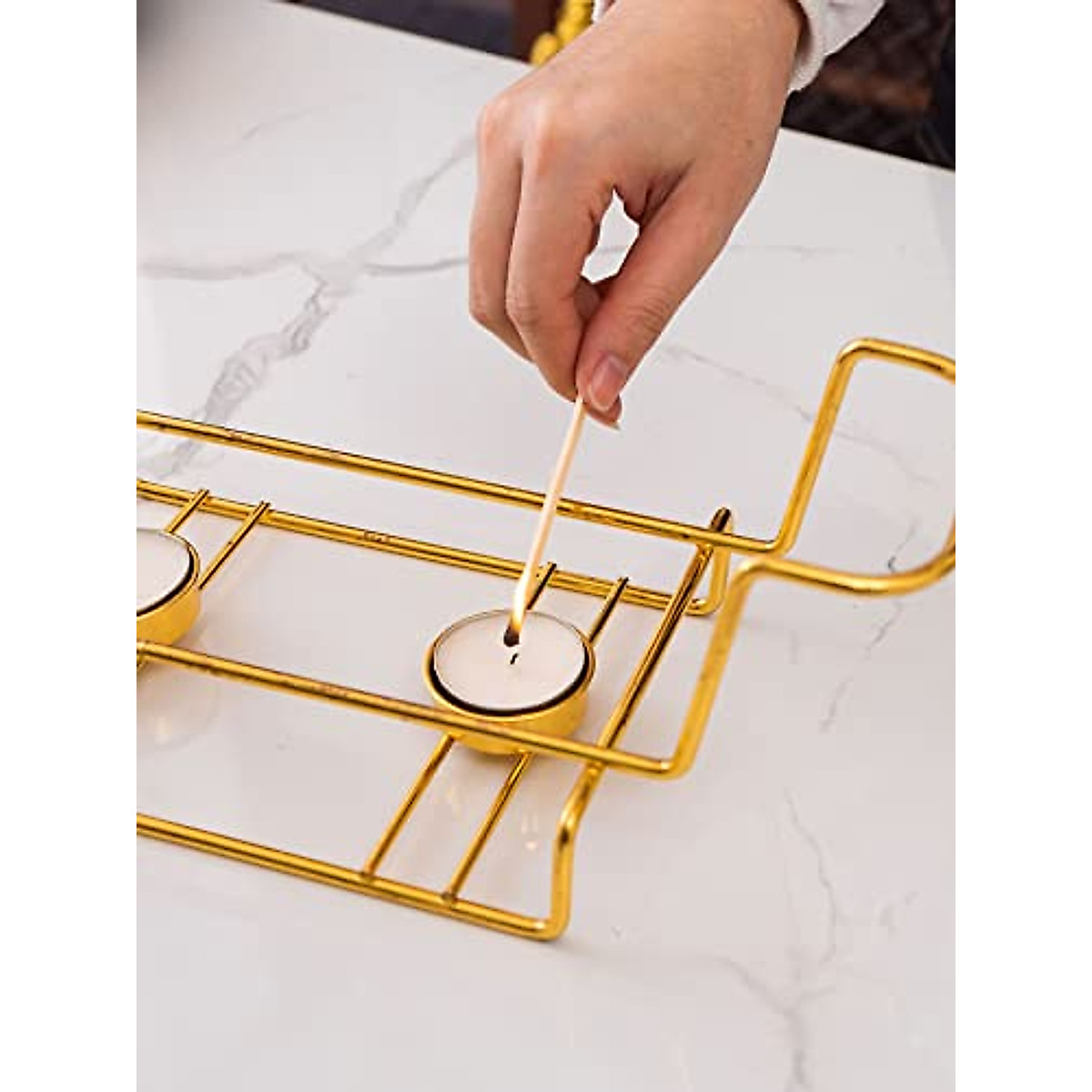 HONHPD 3 Piece Set Chafing Dish Buffet Set, Ceramics Chafer with Imitation Marble Finish, Chafer and Buffet Warmer Set for Buffet Weddings,Parties, Banquets,Catering Events,Golden