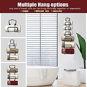 DIY Bathroom Towel Rack Holder Set - Adjustable Wall Mounted & Over The Door Hanging Storage Organizer for Hand/Bath Towels, Set of 6