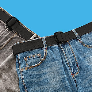 Bluecton Mens Belts Plus Size Canvas Belt Double D Ring Black Fabric Cloth Plus Size 55inch for Waist 43-46