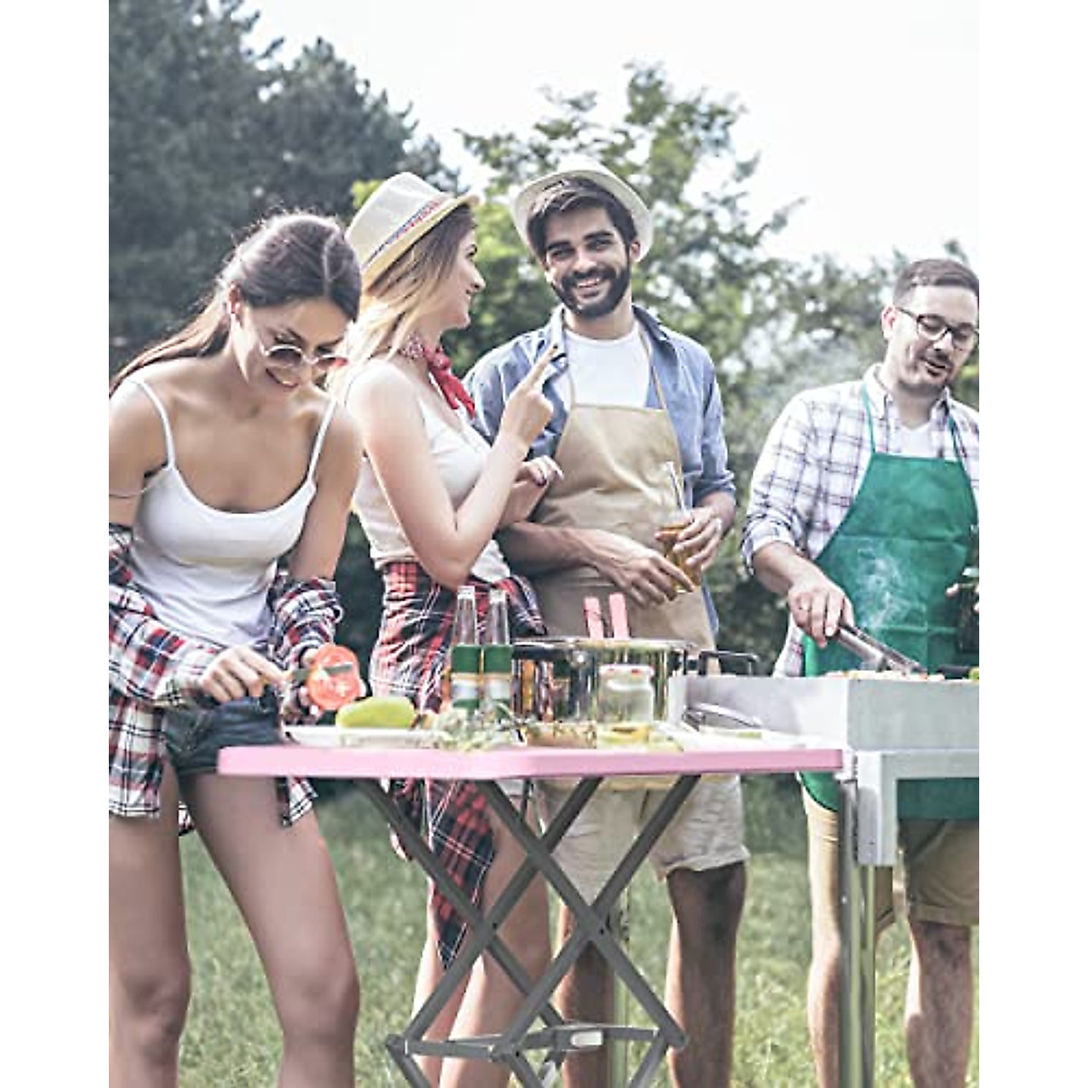 SOUNDANCE Small Folding Table, Adjustable TV Tray, Portable Dinner Table, Lightweight, Zero Assembly, Easy to Fold and Storage, Sturdy Desk for Home Garden Office Indoor Outdoor Use, Pink